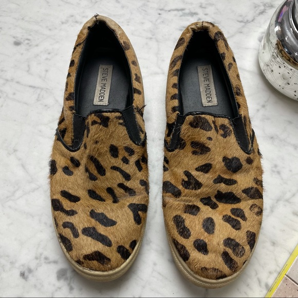 Steve Madden | Shoes | Steve Madden Leopard Animal Print Flat Sneakers ...